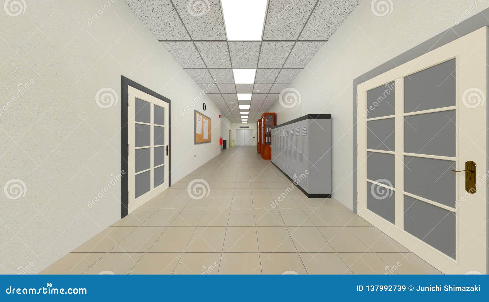 3D CG Rendering of Building Hallway Stock Illustration - Illustration ...