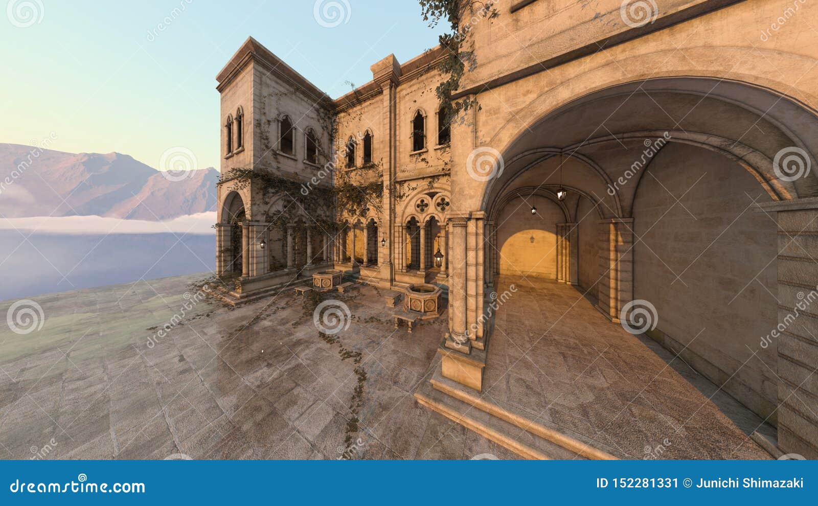 3D CG rendering of Castle stock illustration. Illustration of buildings ...
