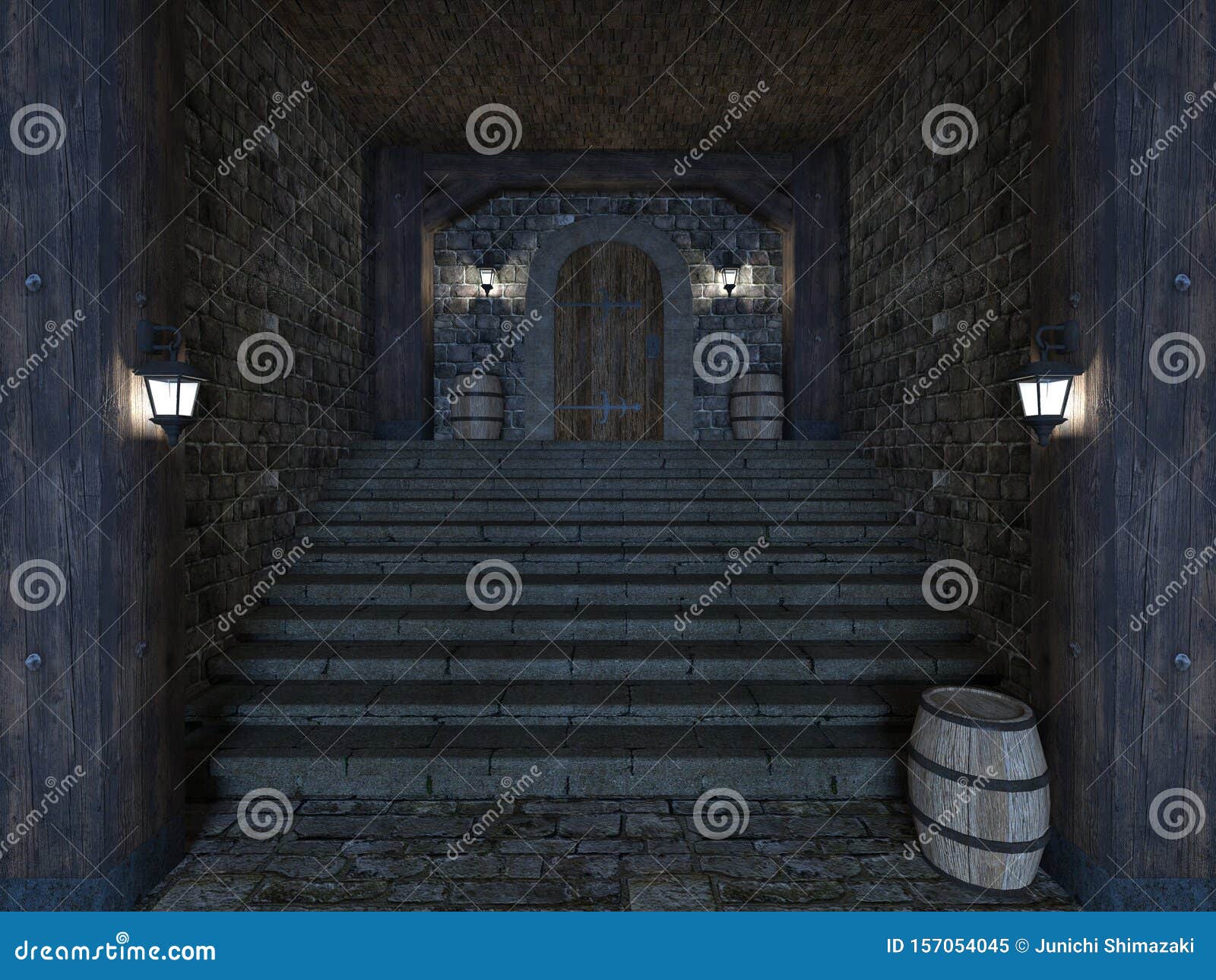 3D CG Rendering of Castle Hallway Stock Illustration - Illustration of ...