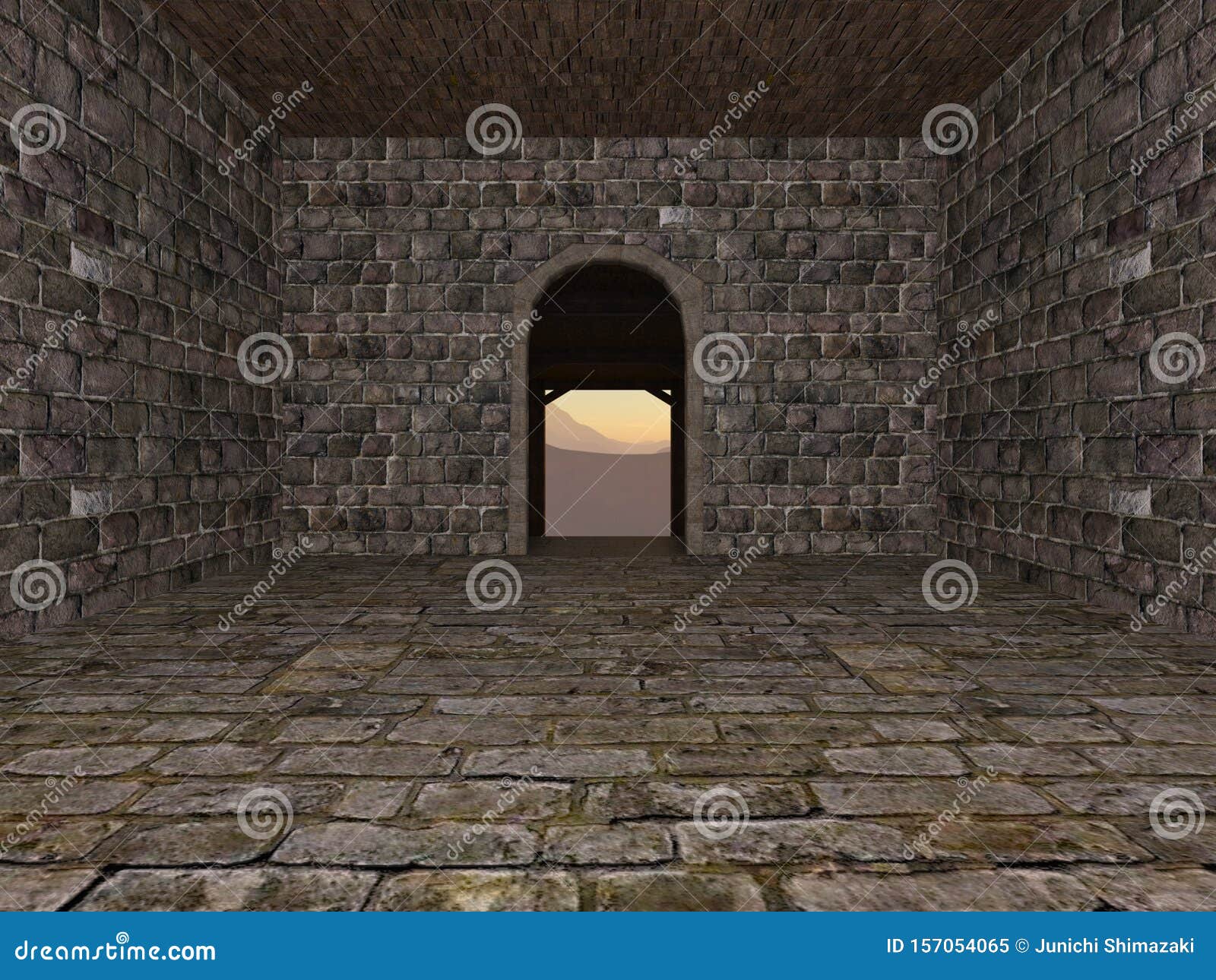 3D CG Rendering of Castle Hallway Stock Illustration - Illustration of ...