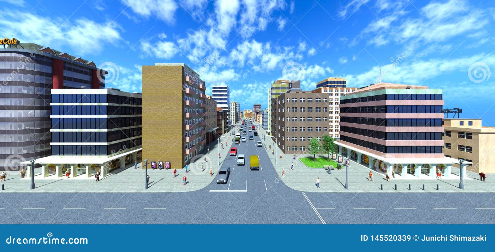 3D CG Rendering of City Scape Stock Illustration - Illustration of city ...