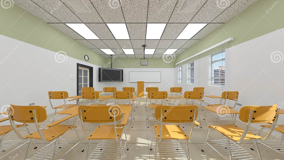 3D CG Rendering of Classroom Stock Illustration - Illustration of ...