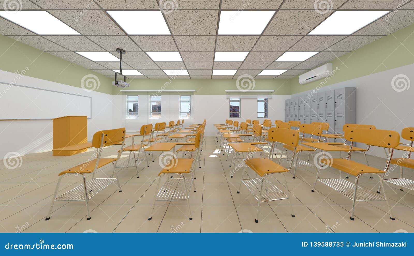 3D CG Rendering of Classroom Stock Illustration - Illustration of ...