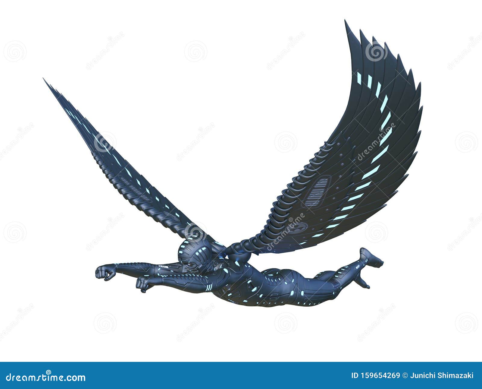 3D CG Rendering of Cyborg with Wings Stock Illustration - Illustration ...