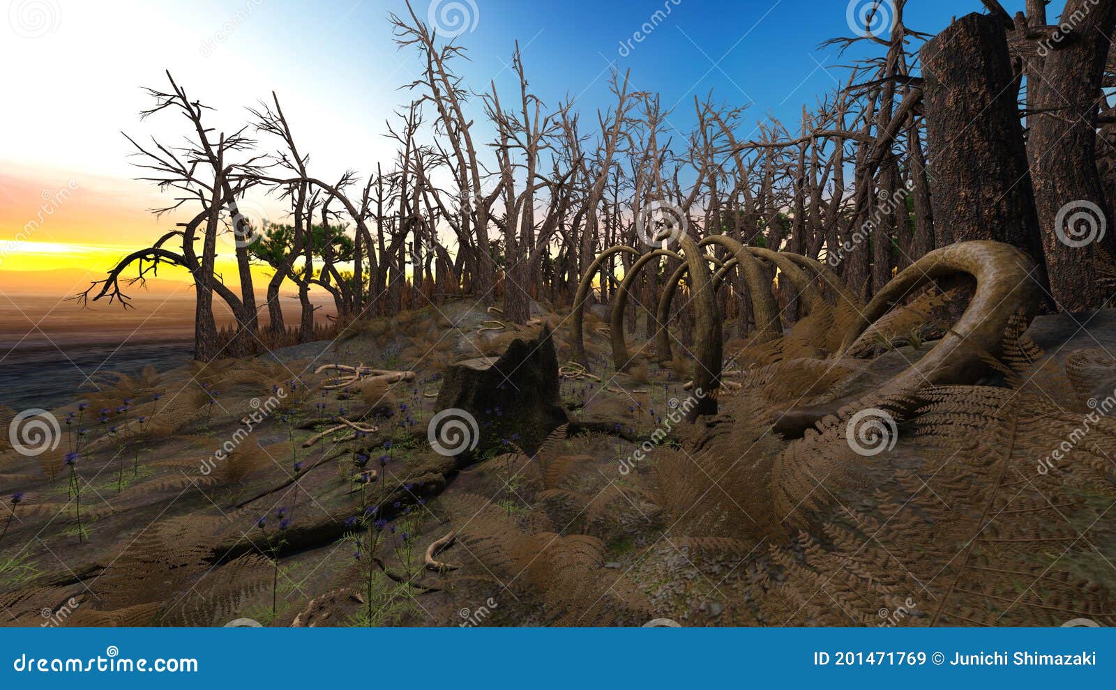 3D CG Rendering of Devastated Forest Stock Illustration - Illustration ...