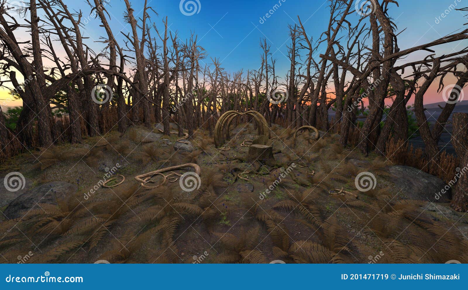 3D CG Rendering of Devastated Forest Stock Illustration - Illustration ...