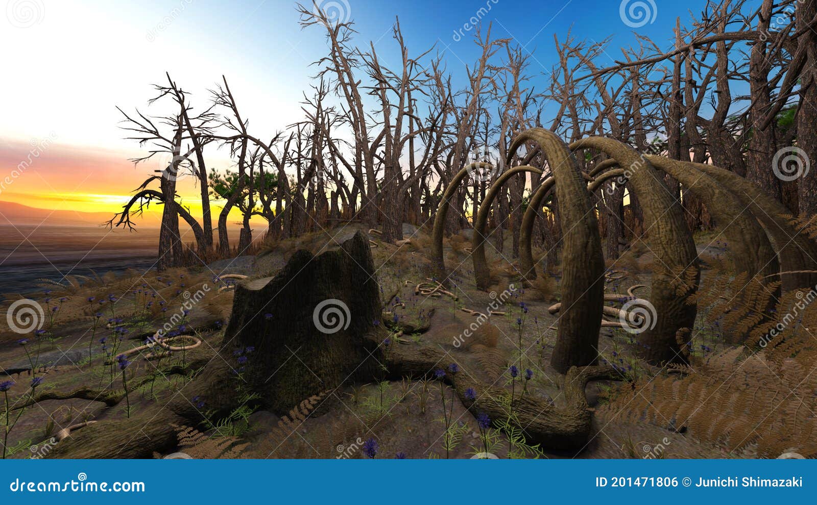 3D CG Rendering of Devastated Forest Stock Illustration - Illustration ...