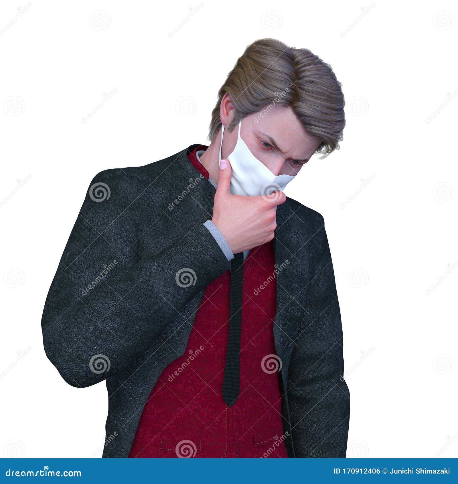 3D CG Rendering of Face Mask Man Stock Illustration - Illustration of ...