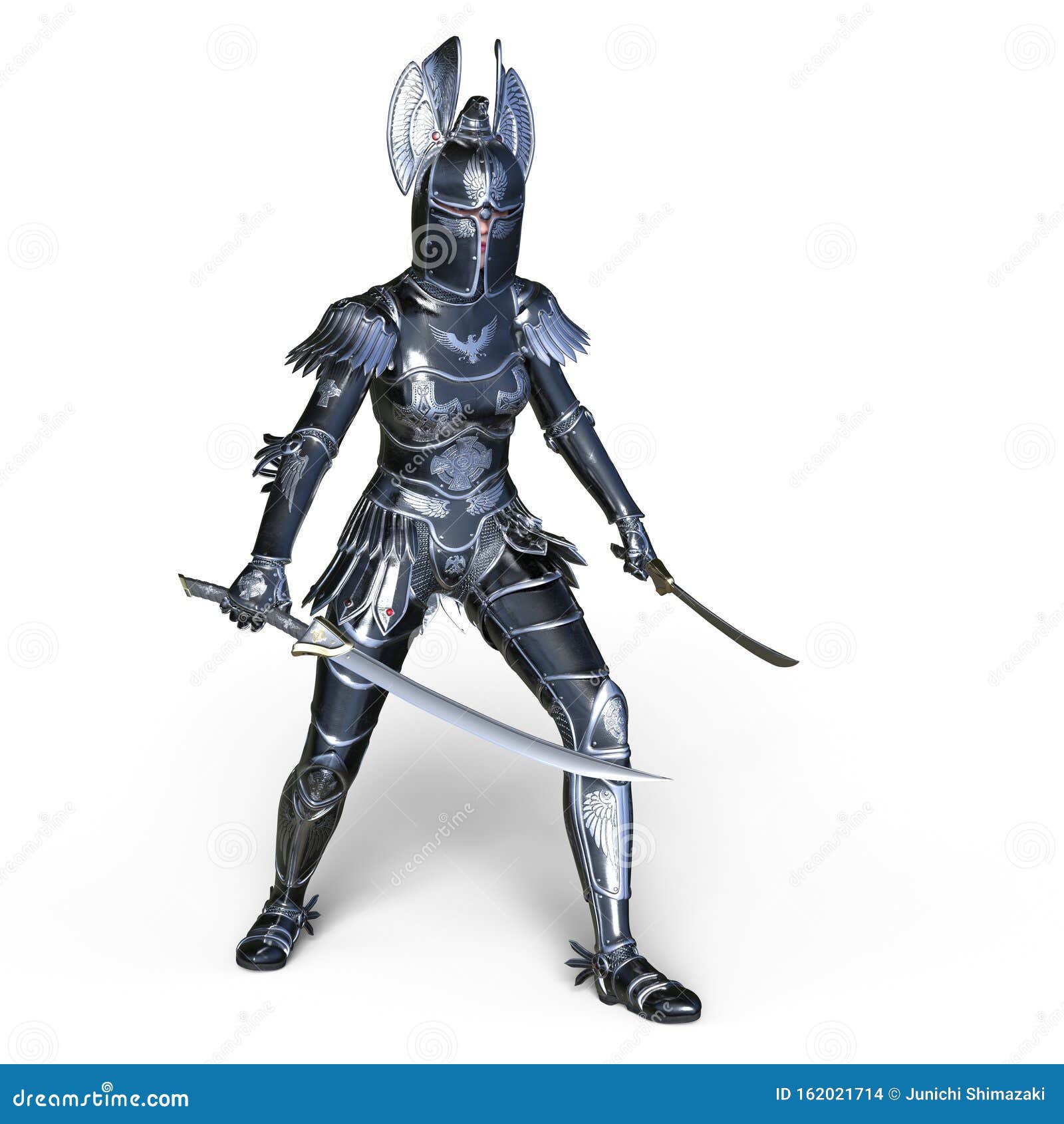 3D CG Rendering of Female Swordman Stock Illustration - Illustration of ...