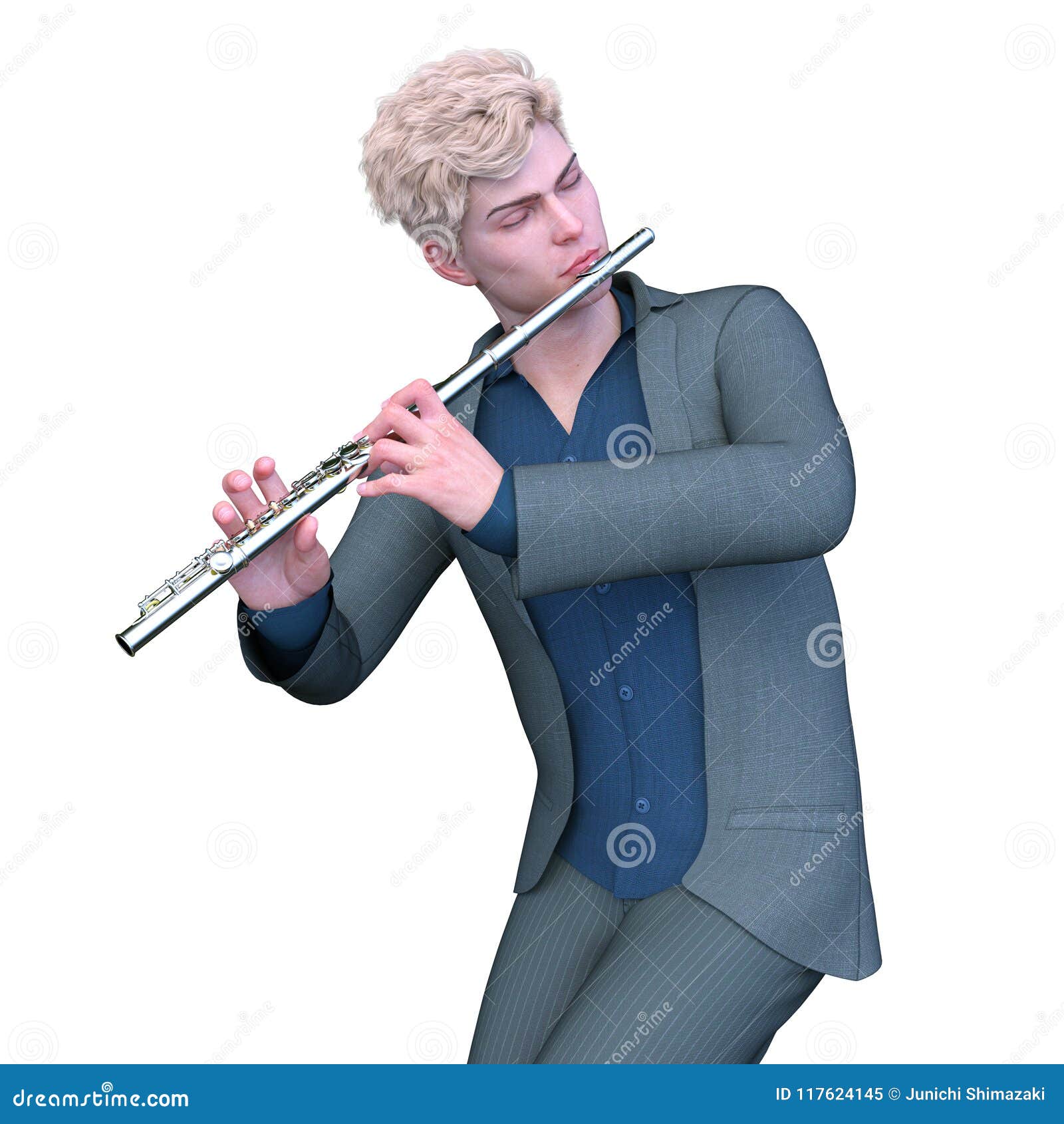 Flute player stock image. Image of costume, body, muscle - 117624145