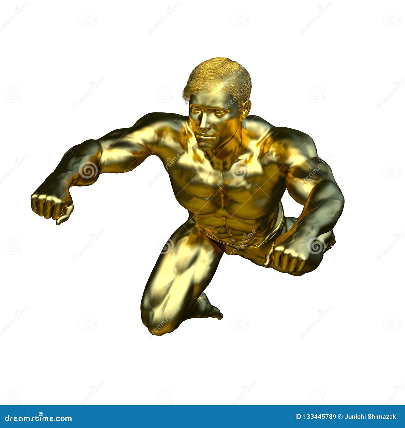 3D CG Rendering of a Gold Man Stock Illustration - Illustration of hero ...