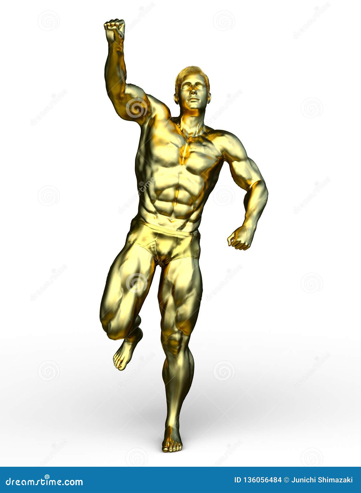 3D CG Rendering of Gold Man Statue Stock Illustration - Illustration of ...