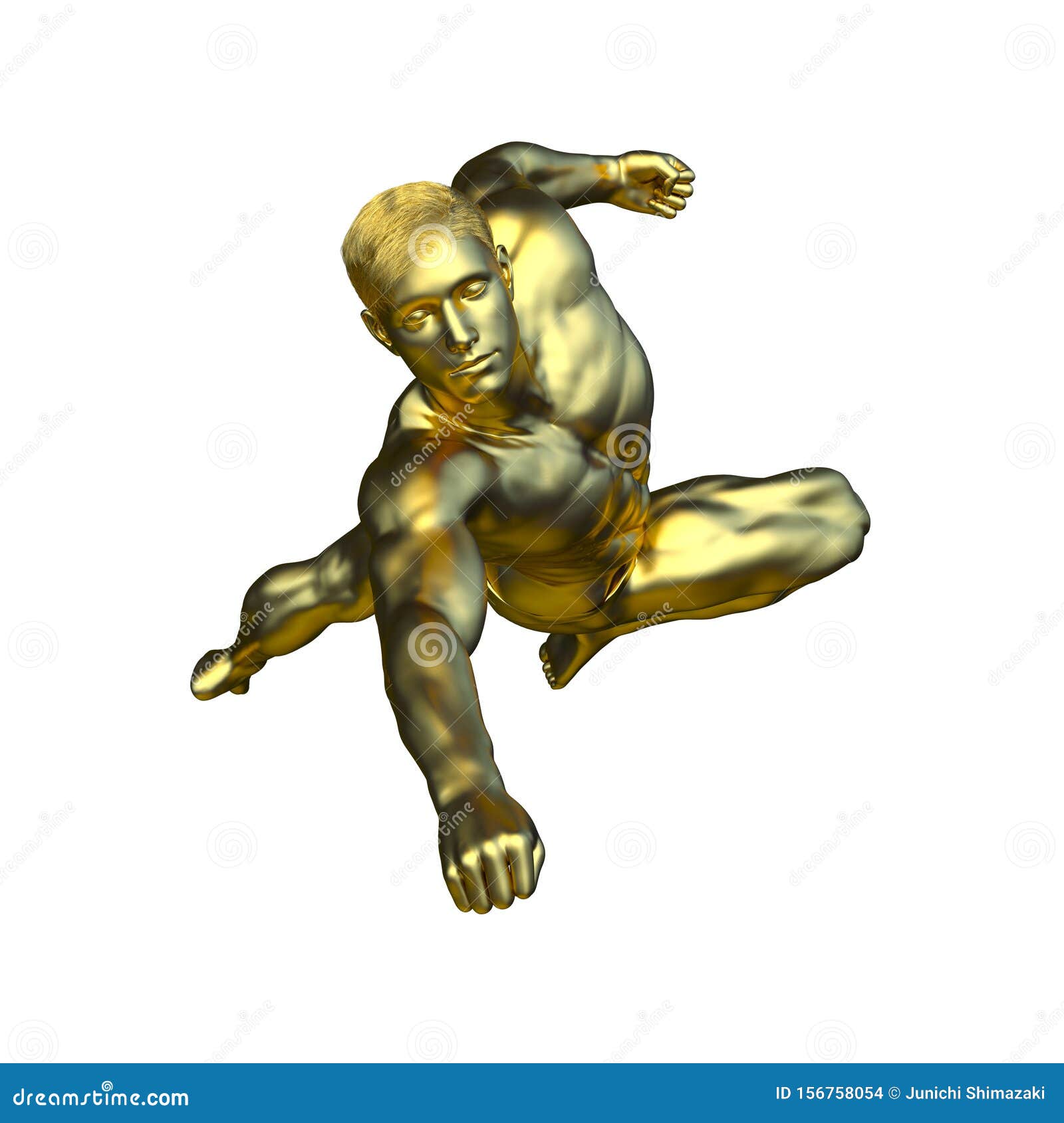 3D CG Rendering of Gold Man Statue Stock Illustration - Illustration of ...