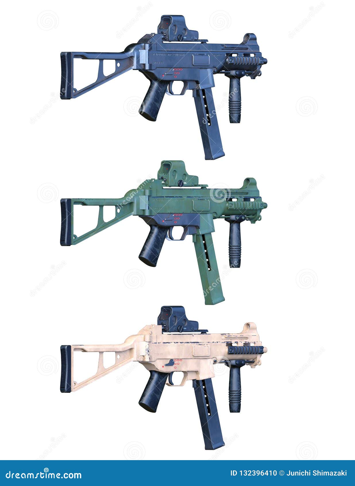 3D CG rendering of gun stock illustration. Illustration of army - 132396410