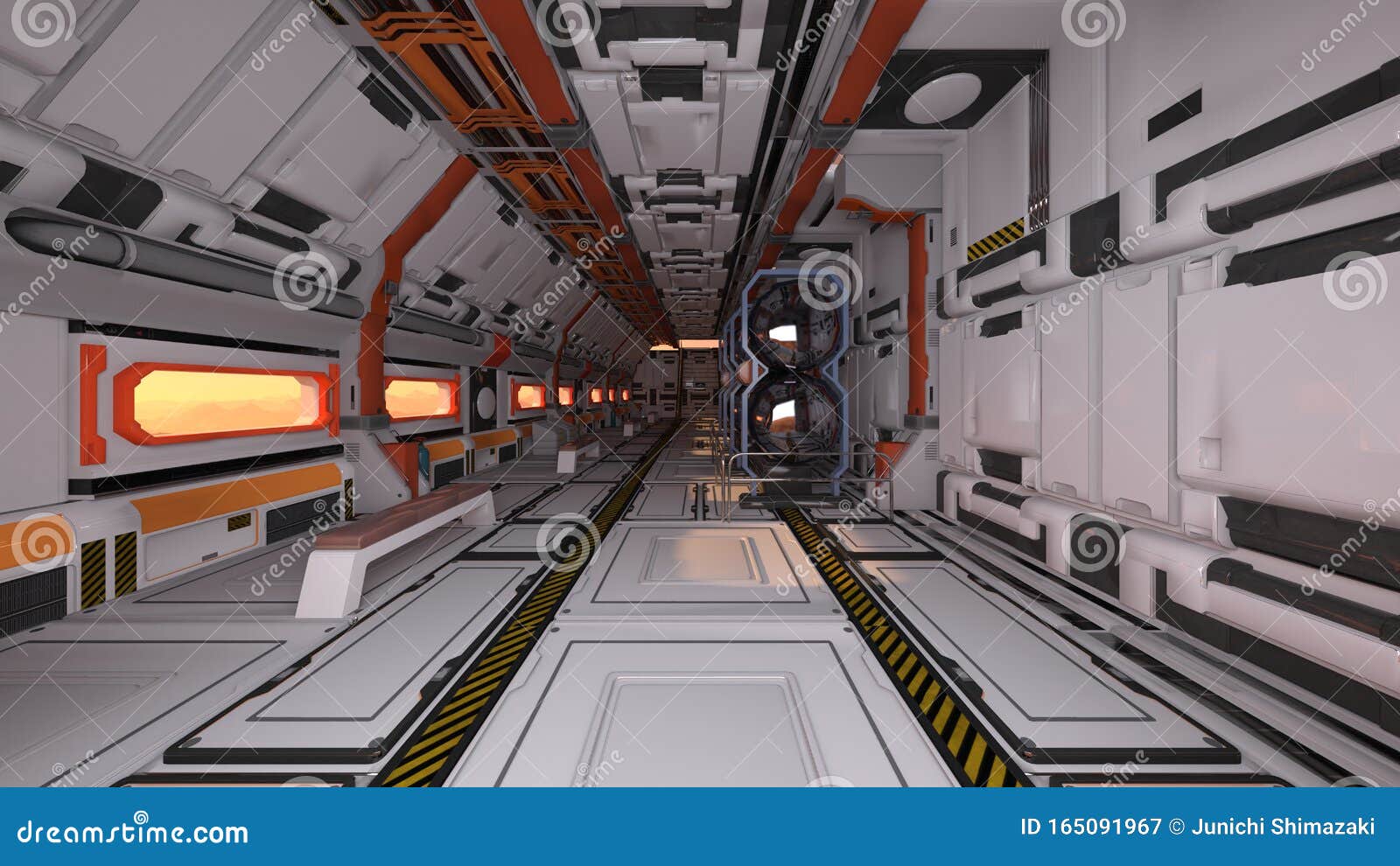 3D CG Rendering of Inside the Spaceship Stock Illustration ...