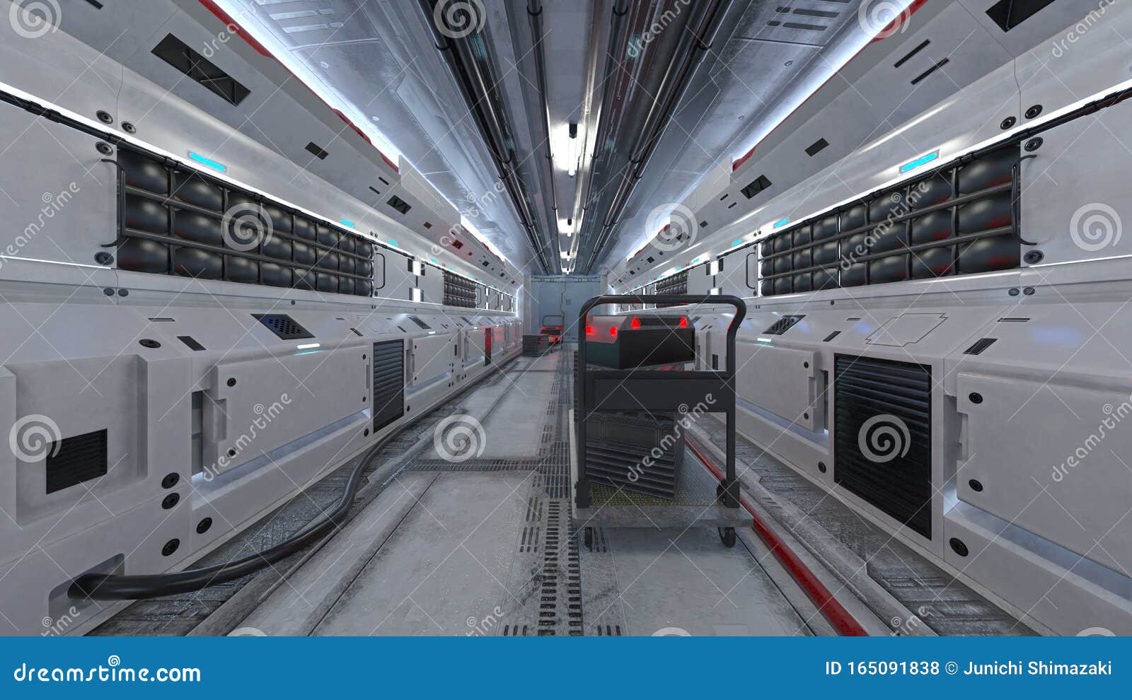 3D CG Rendering of Inside the Spaceship Stock Illustration ...