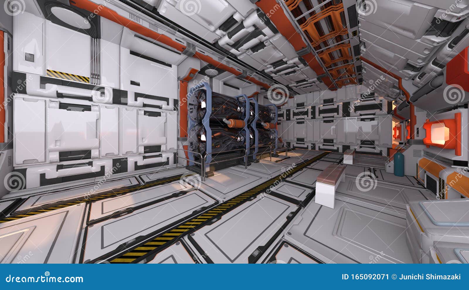 3D CG Rendering of Inside the Spaceship Stock Illustration ...