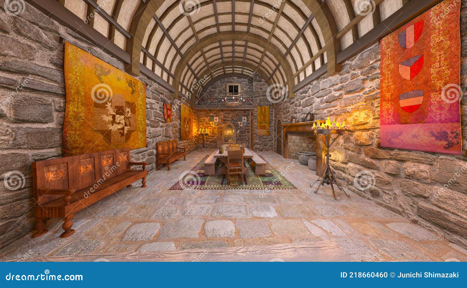 3D CG Rendering of Large Dining Room Stock Illustration - Illustration ...