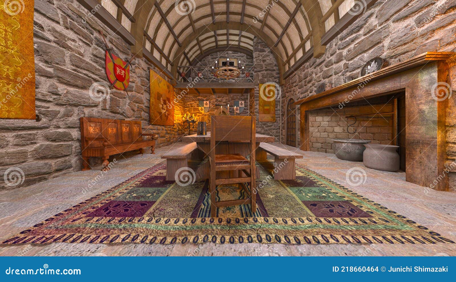 3D CG Rendering of Large Dining Room Stock Illustration - Illustration ...