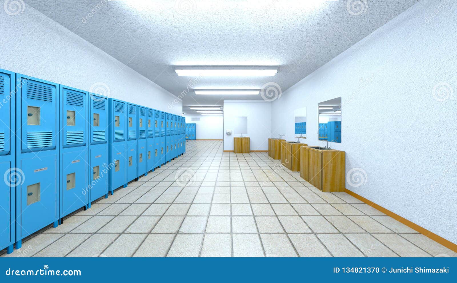 3D CG Rendering of Locker Room Stock Illustration - Illustration of ...