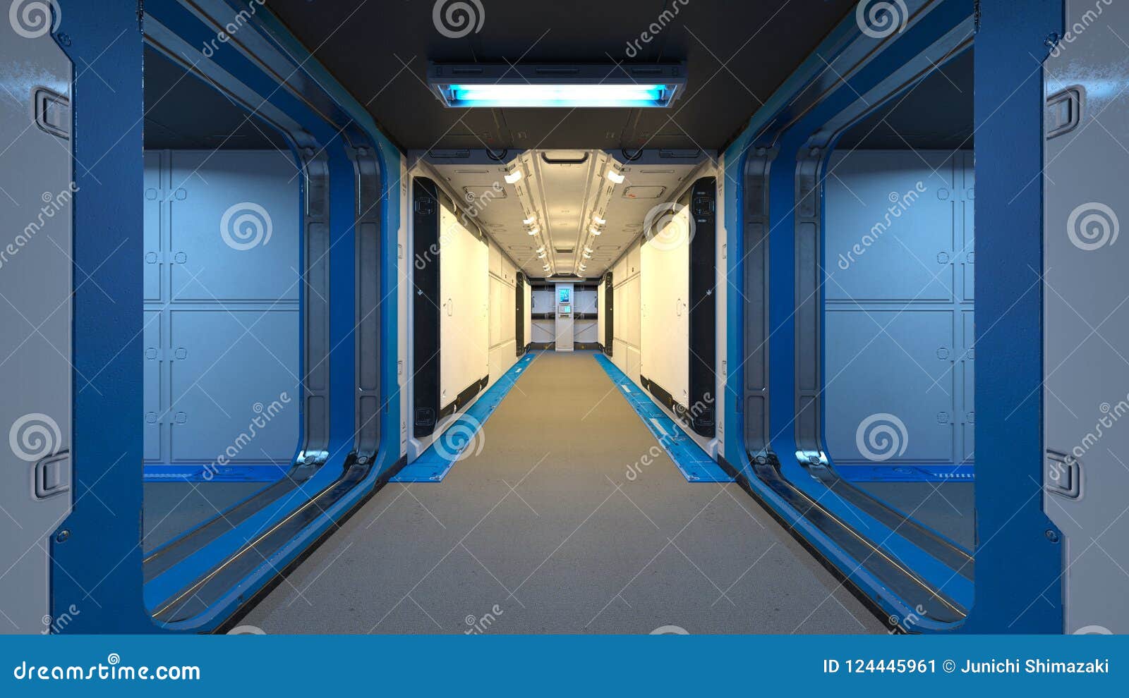 3D CG Rendering of Modern Building Aisle Stock Illustration ...