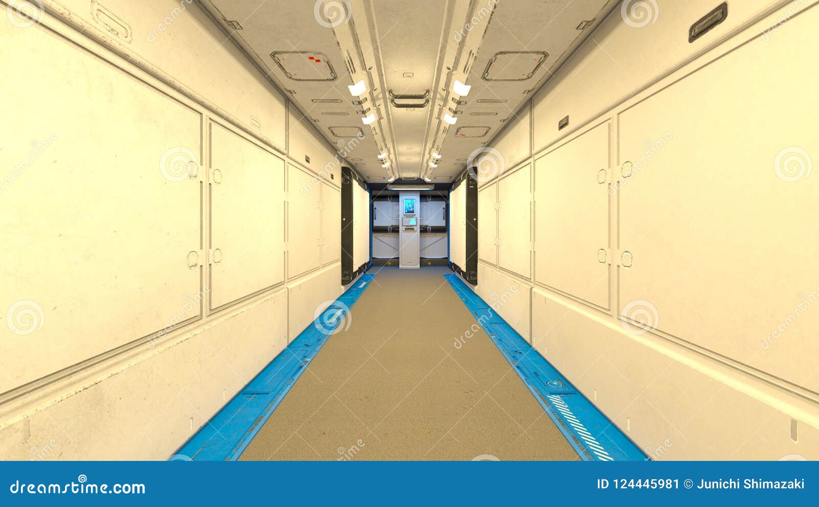 3D CG Rendering of Modern Building Aisle Stock Illustration ...