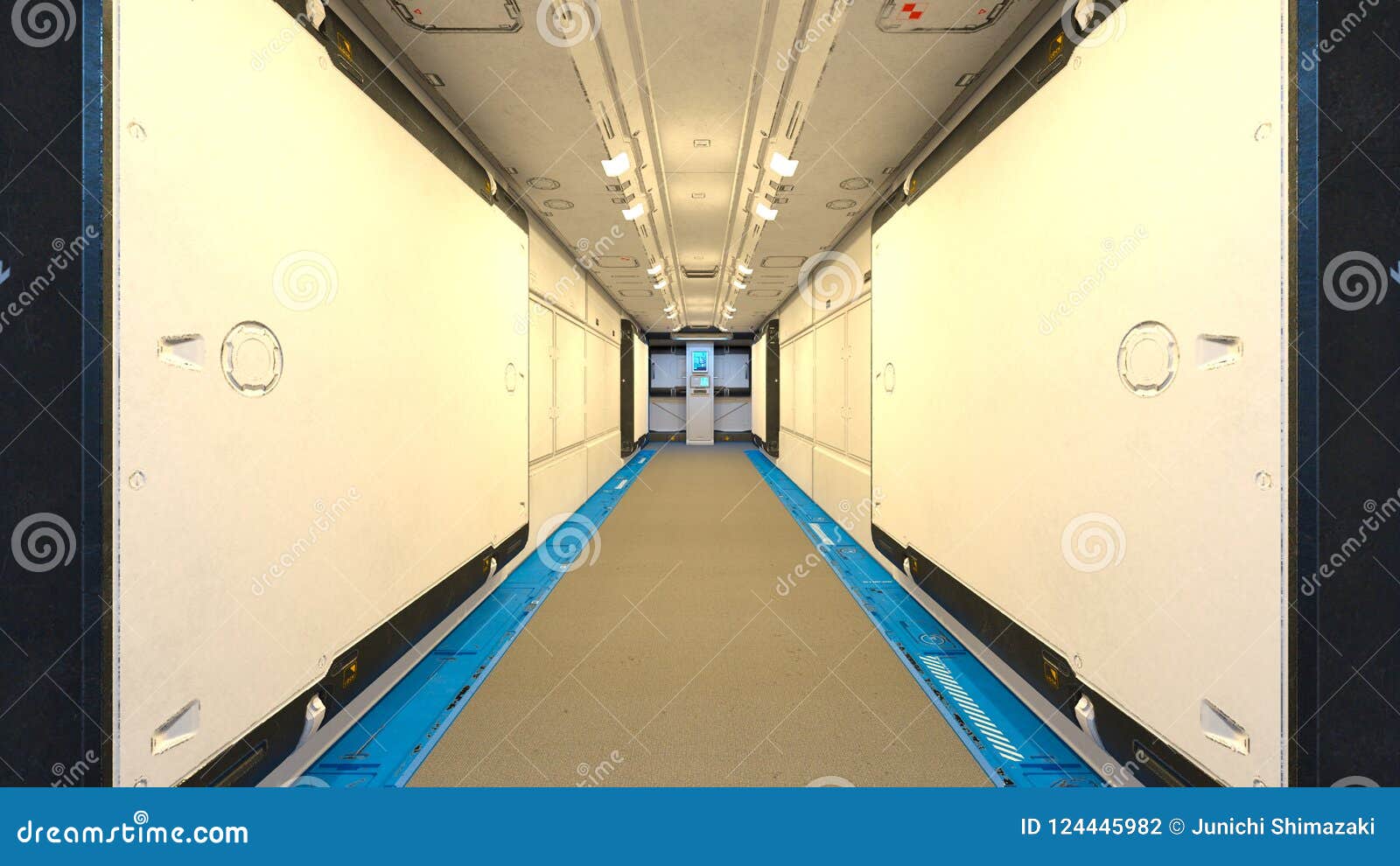 3D CG Rendering of Modern Building Aisle Stock Illustration ...