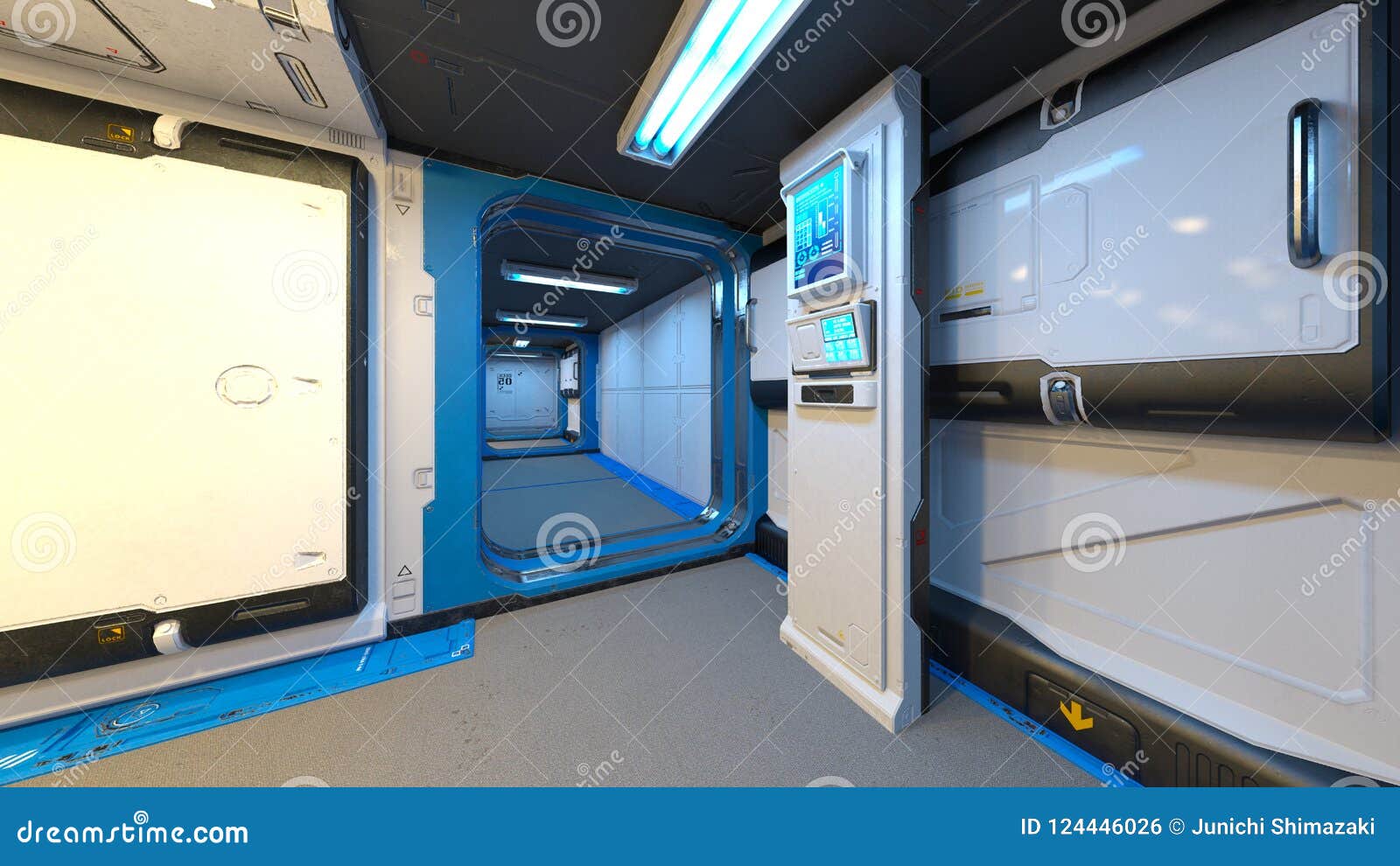 3D CG Rendering of Modern Building Aisle Stock Illustration ...