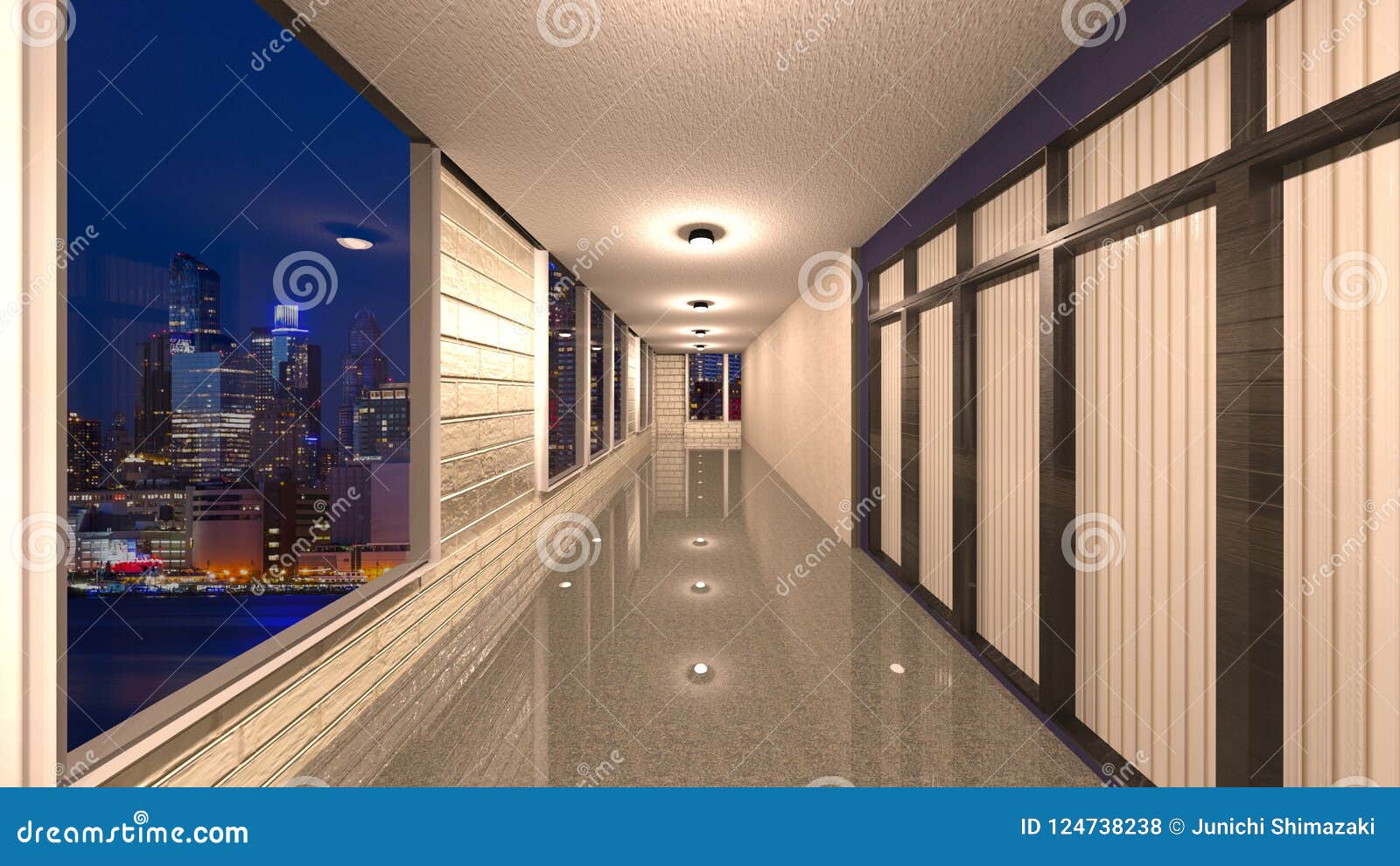 3D CG Rendering of Modern Building Aisle Stock Photo - Image of science ...
