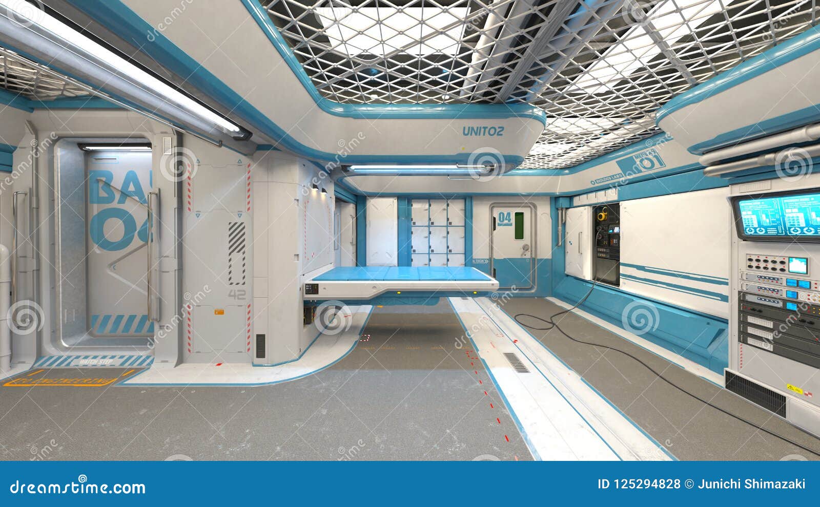 3D CG Rendering of Modern Building Aisle Stock Illustration ...