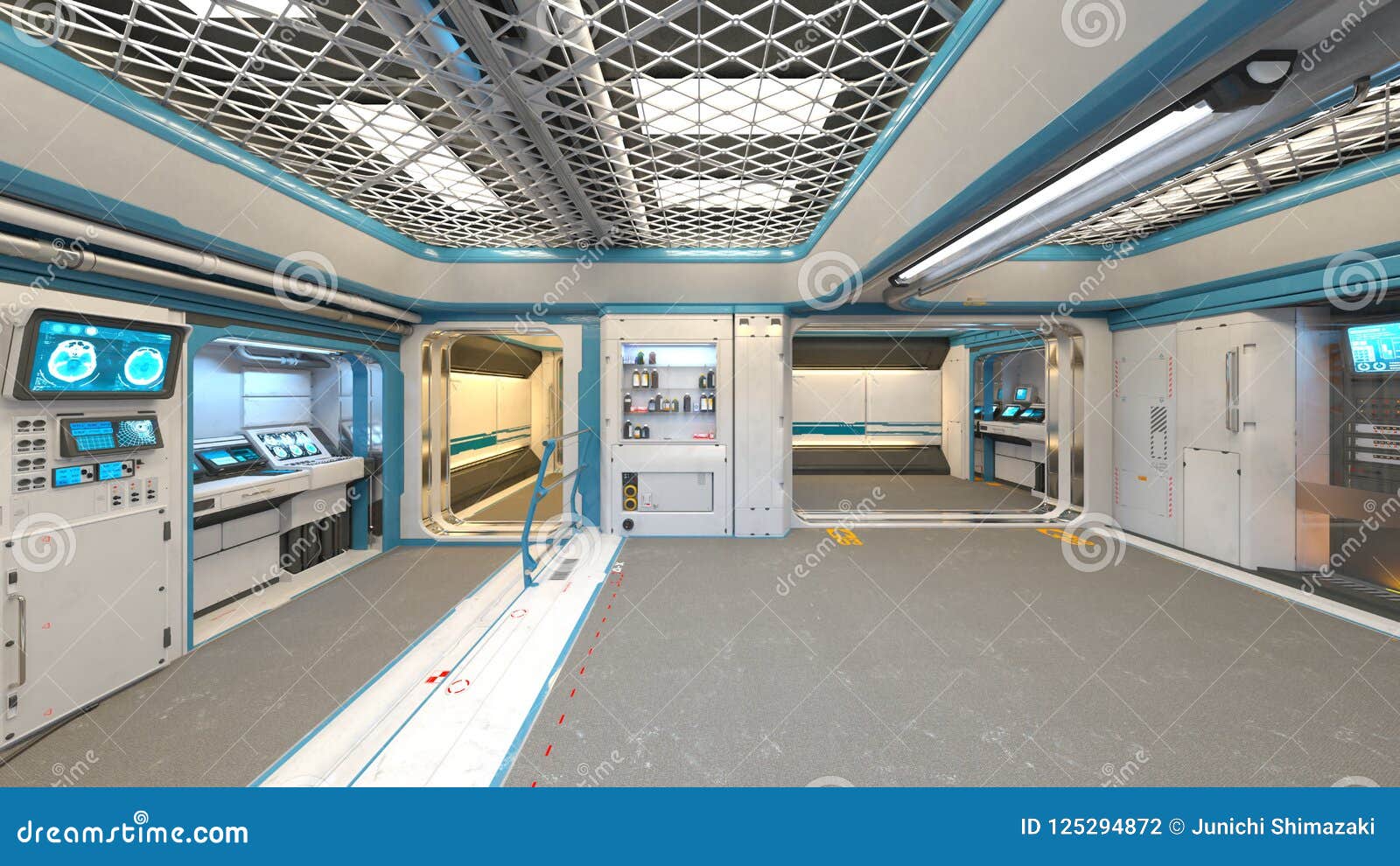 3D CG Rendering of Modern Building Aisle Stock Illustration ...