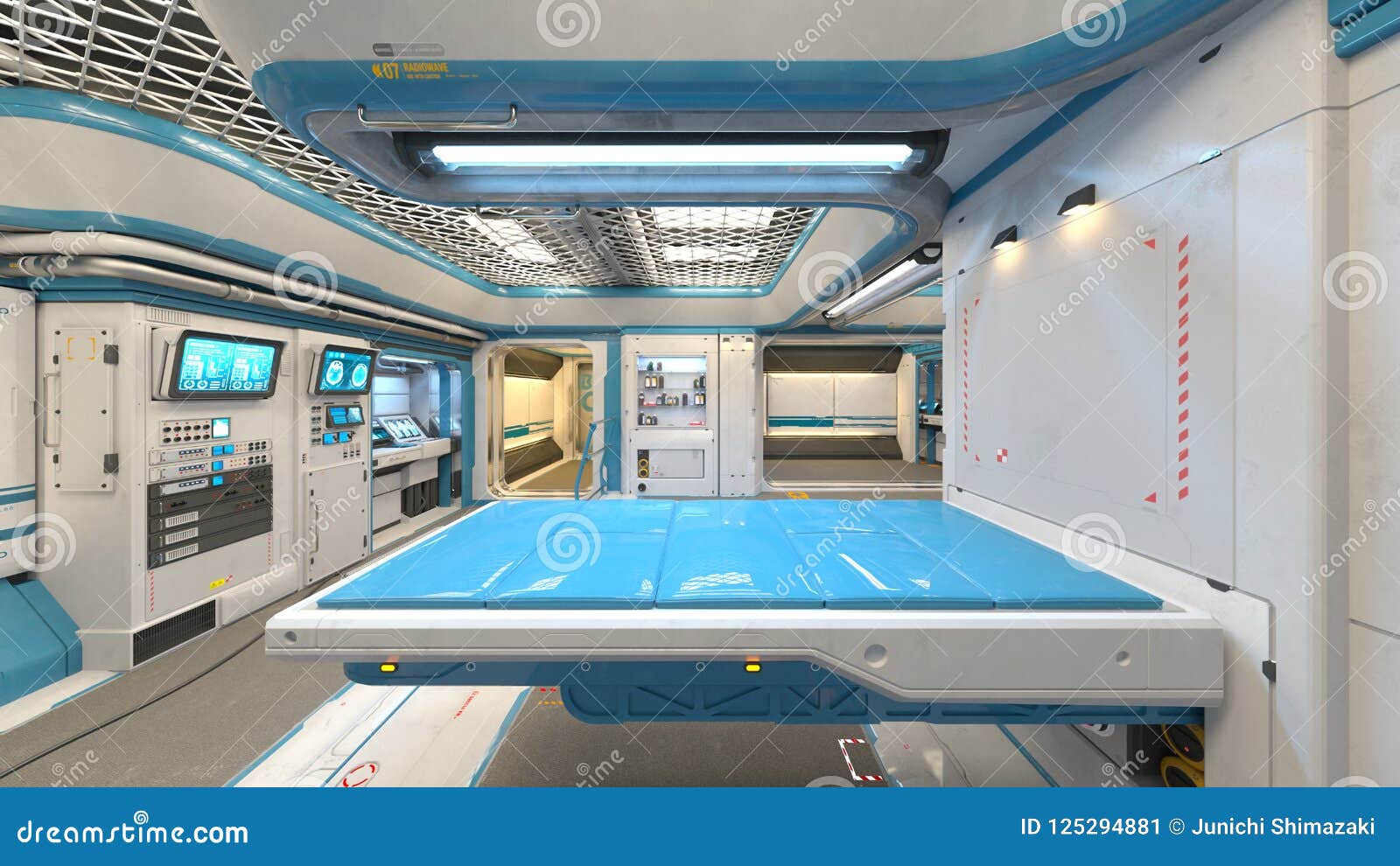 3D CG Rendering of Modern Building Aisle Stock Illustration ...