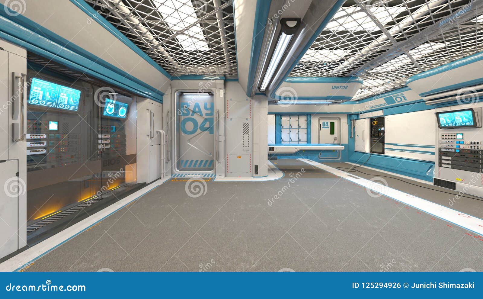 3D CG Rendering of Modern Building Aisle Stock Illustration ...
