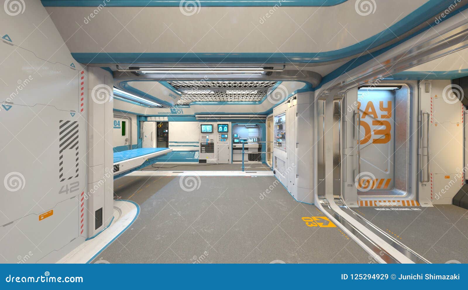 3D CG Rendering of Modern Building Aisle Stock Illustration ...