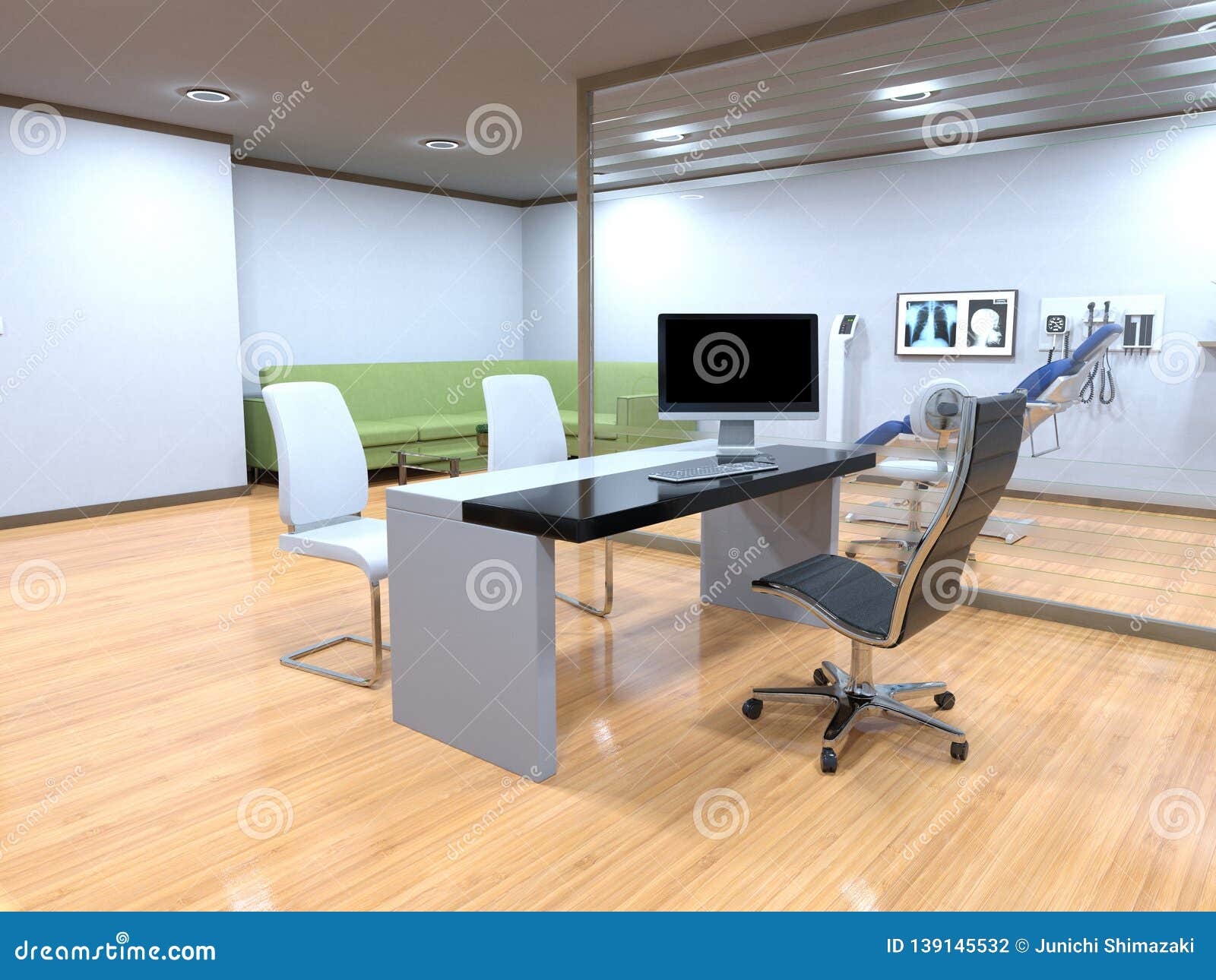 3D CG Rendering of Modern Building Office Stock Illustration ...