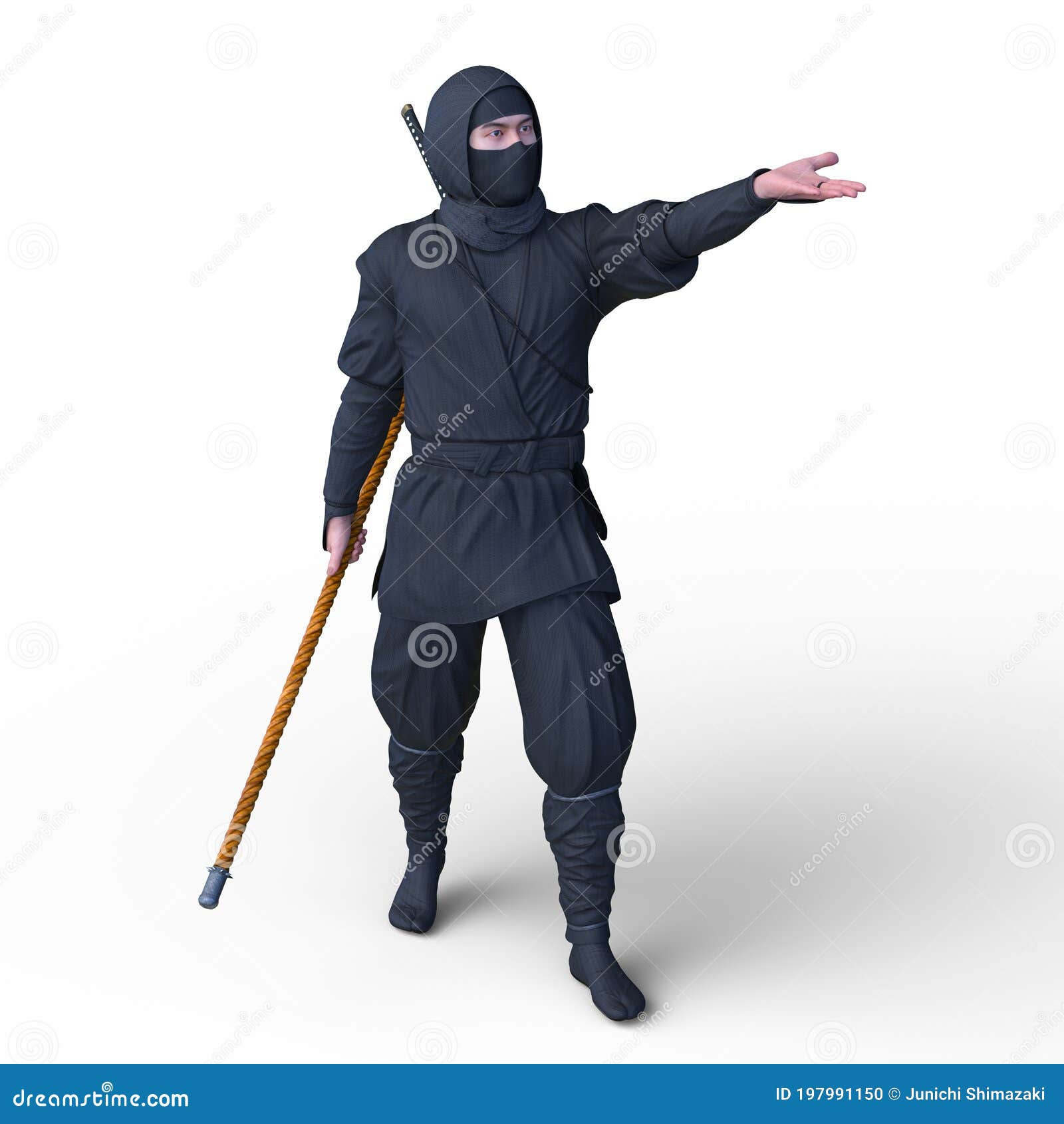 3D CG Rendering of Ninja Man Stock Illustration - Illustration of ...
