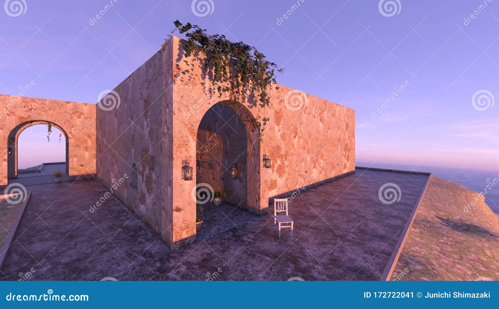 3D CG Rendering of Old Buildings Stock Image - Image of rendering ...