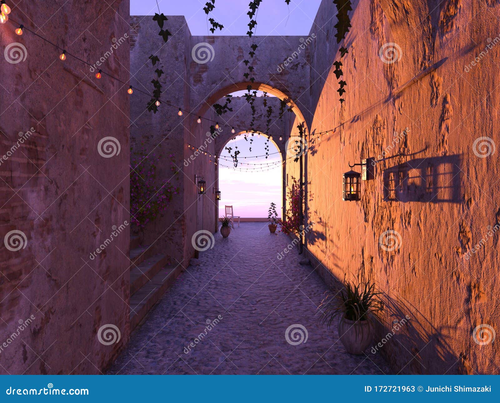 3D CG Rendering of Old Buildings Stock Image - Image of architecture ...