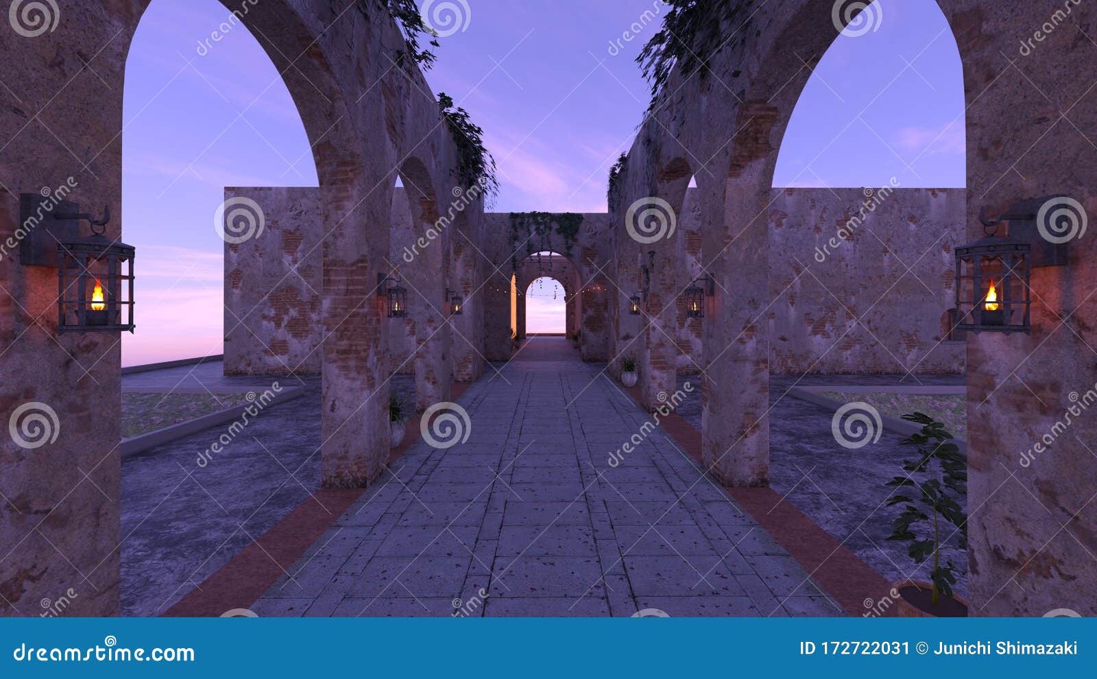 3D CG Rendering of Old Buildings Stock Image - Image of rendering ...