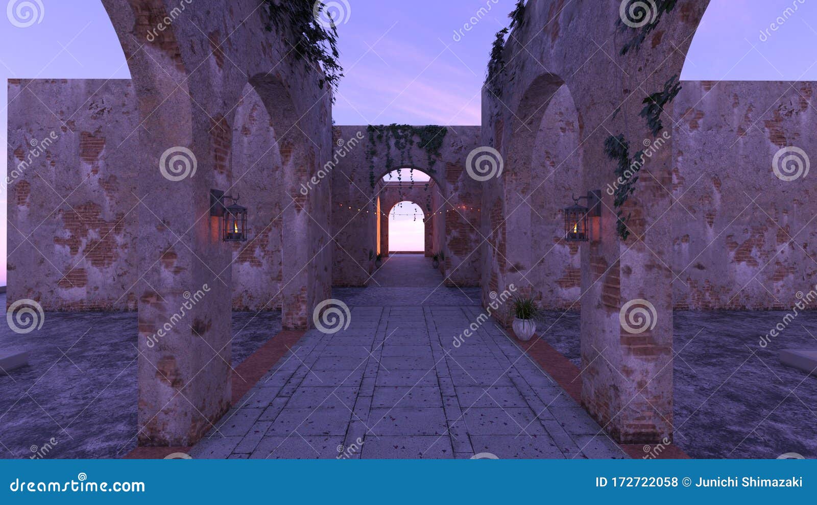 3D CG Rendering of Old Buildings Stock Photo - Image of monster ...