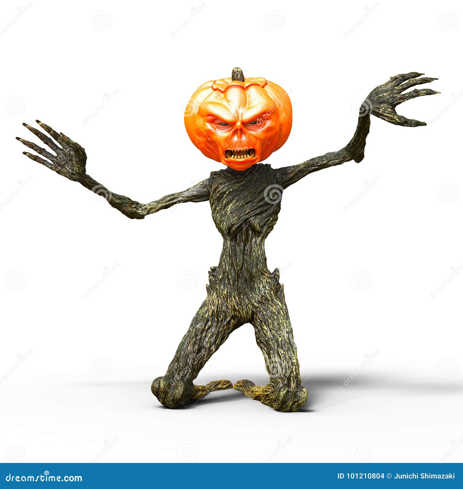 Pumpkin head monster stock illustration. Illustration of white - 101210804