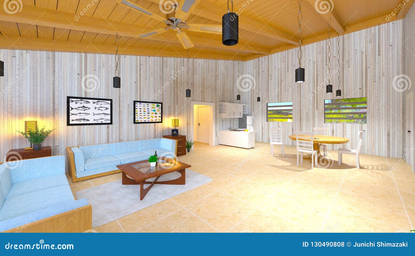 3D CG rendering of room stock illustration. Illustration of cloud ...