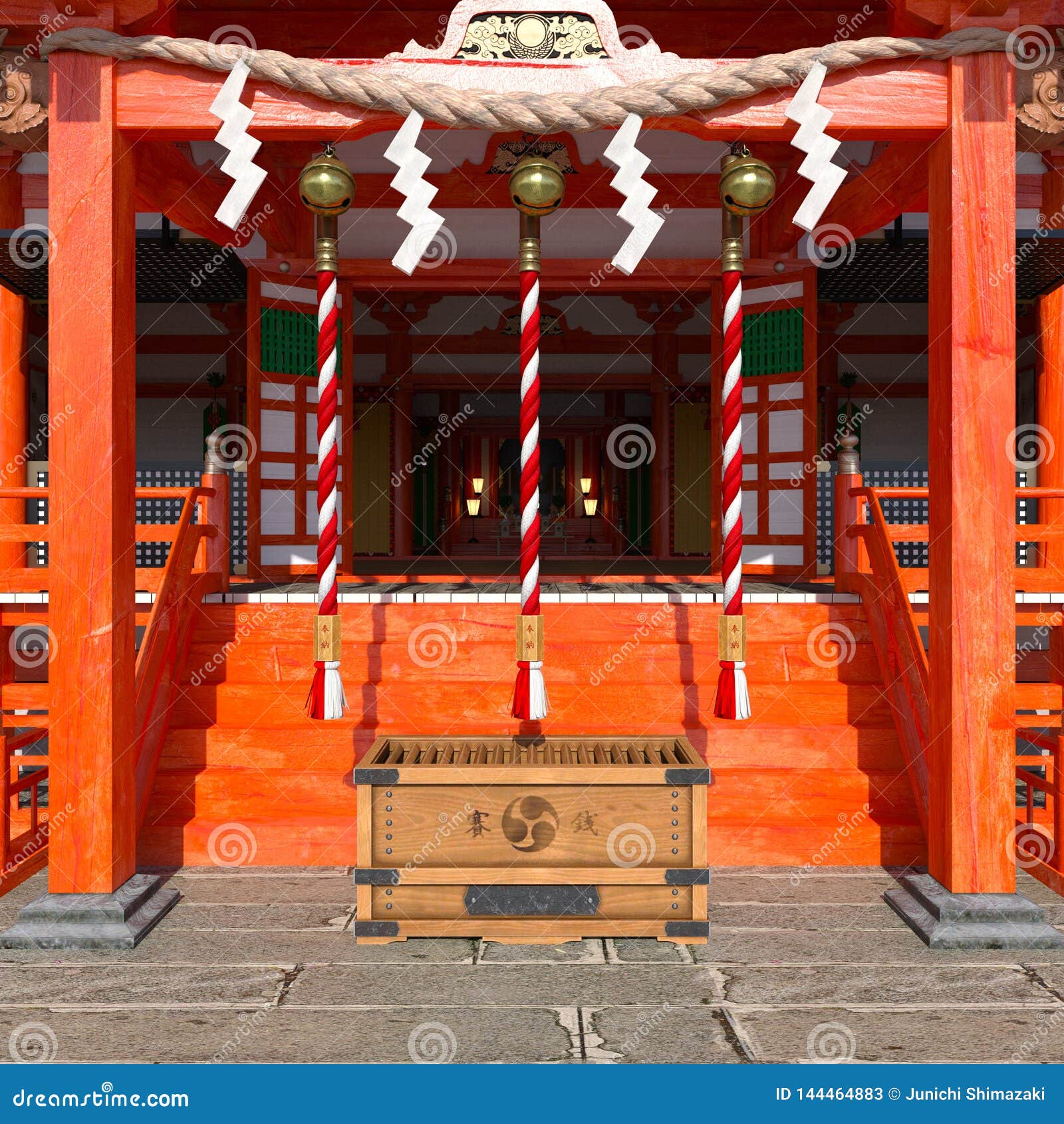 3D CG Rendering of Shinto Shrine Stock Illustration - Illustration of ...