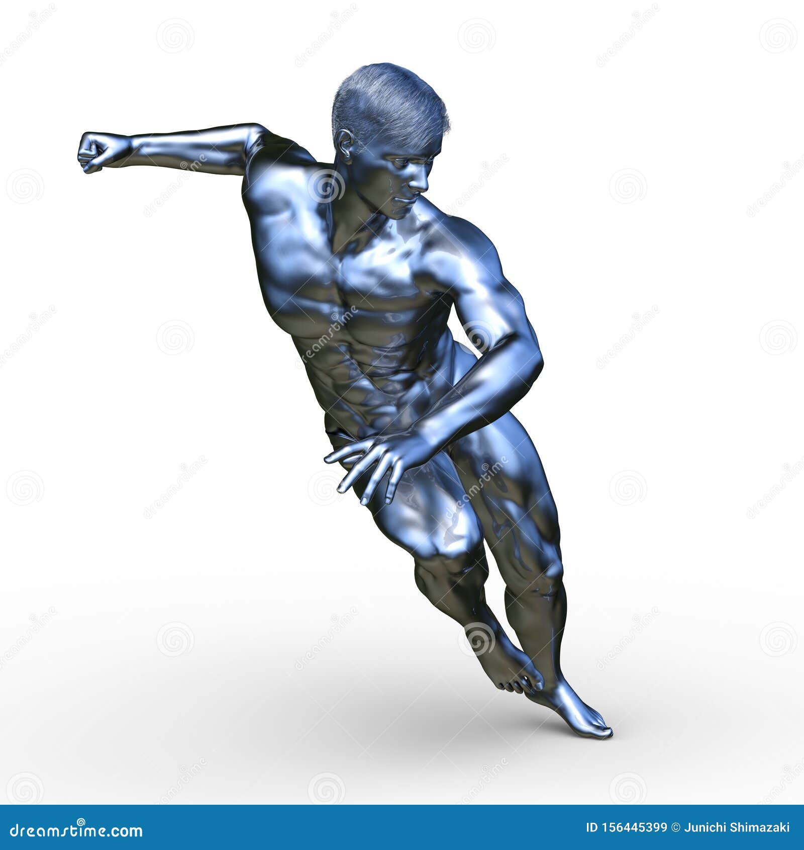 3D CG Rendering of Silver Man Statue Stock Illustration - Illustration ...