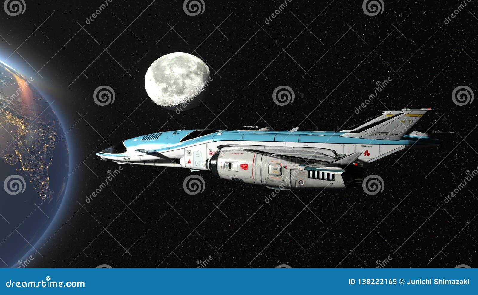 3D CG Rendering of Space Ship Stock Illustration - Illustration of ...