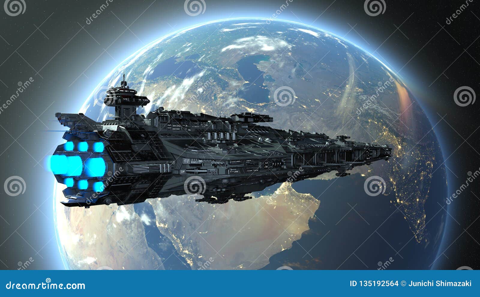 3D CG Rendering of Space Ship Stock Illustration - Illustration of ...