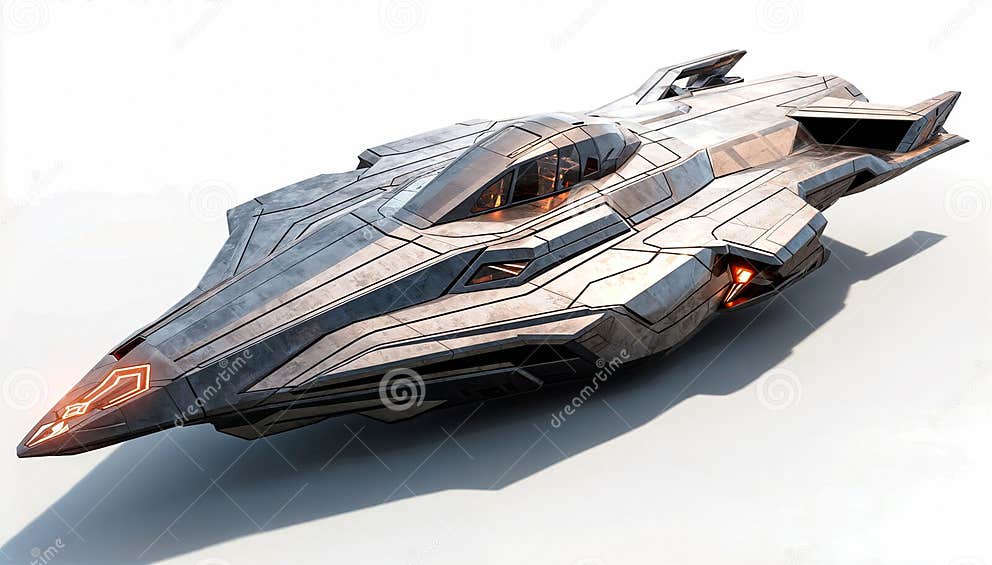 3D CG Rendering of Space Ship on White Background with Clipping Path ...