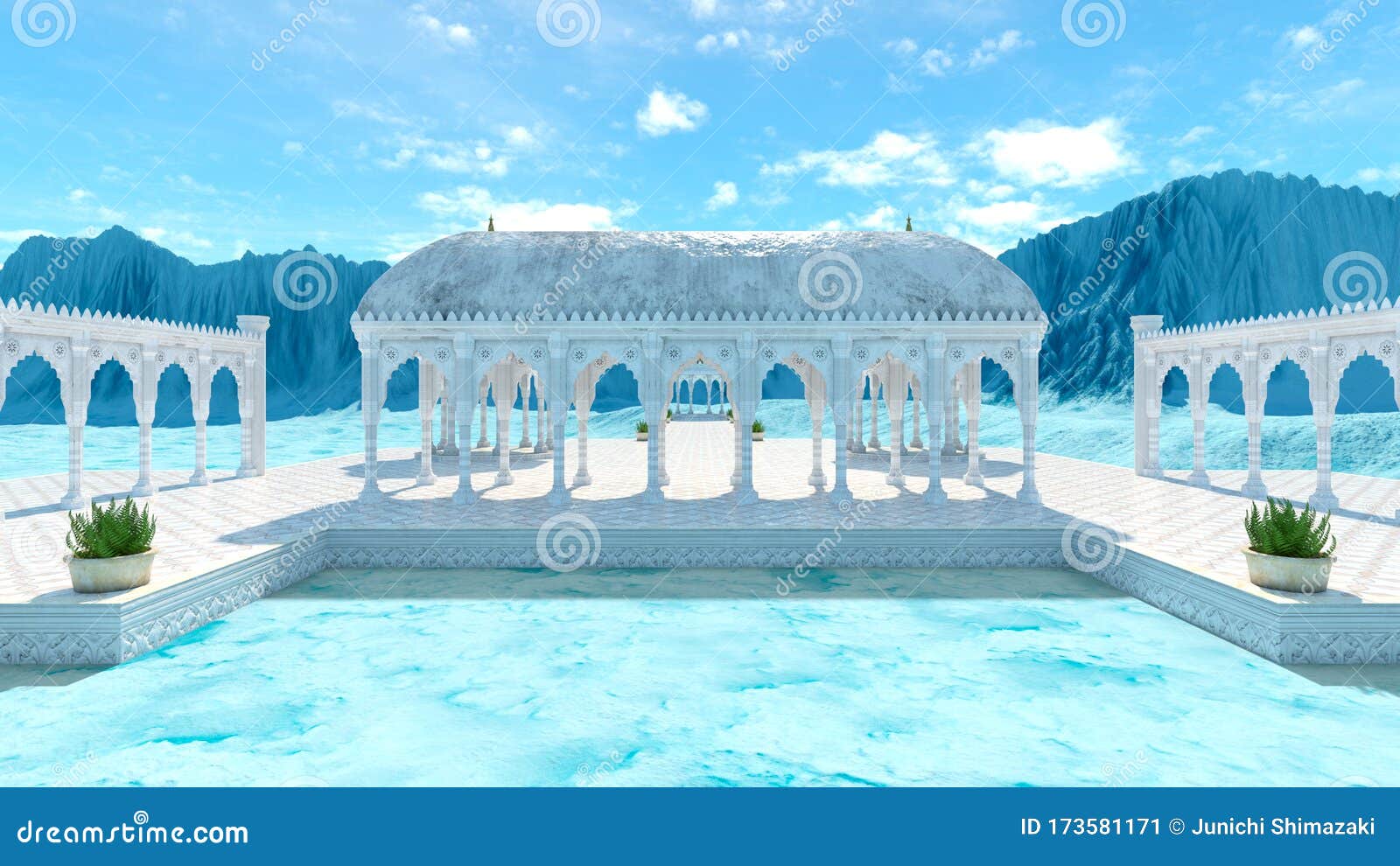 3D CG rendering of terrace stock image. Image of outdoor - 173581171