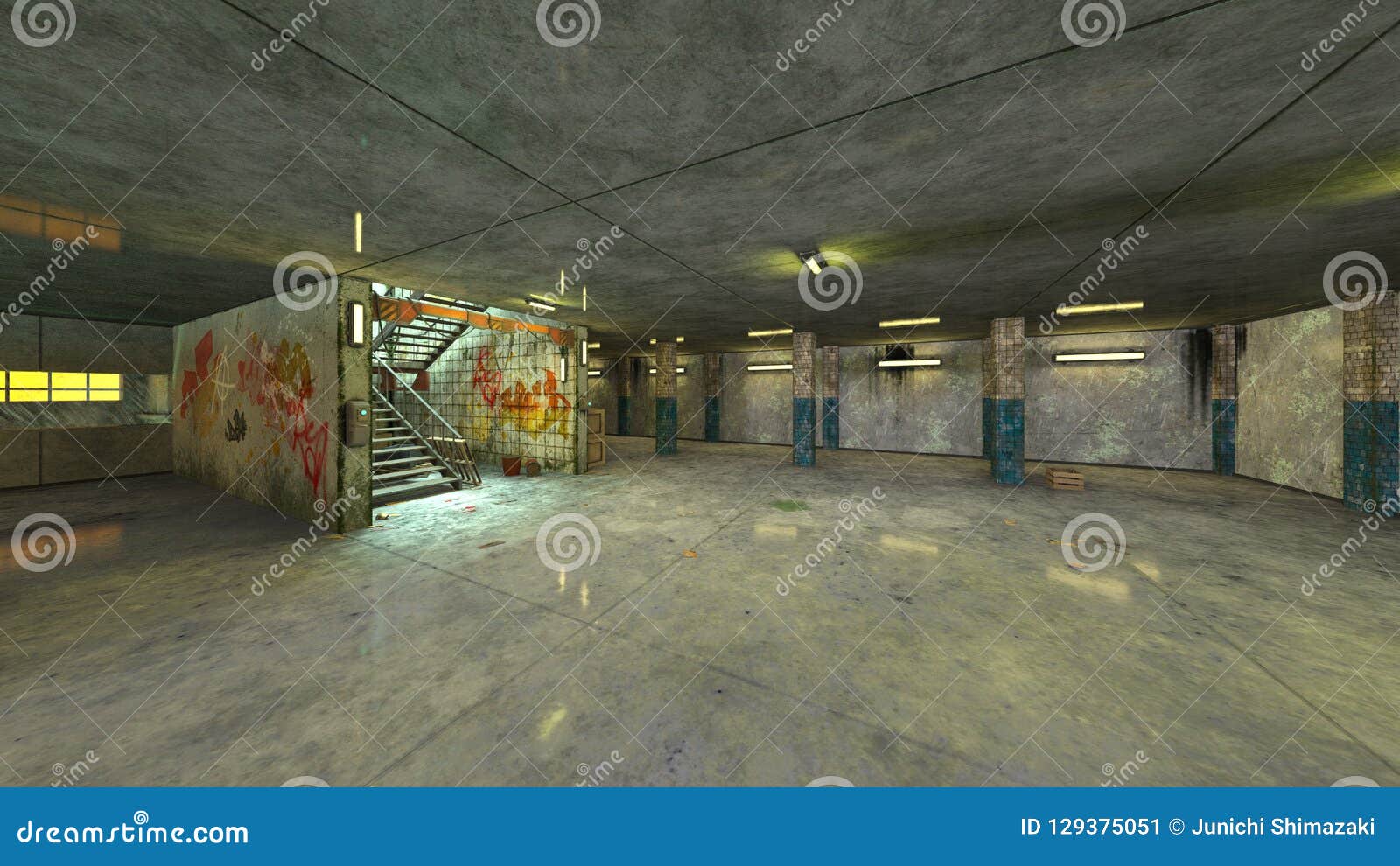 3D CG Rendering of Underground Facility Stock Illustration ...