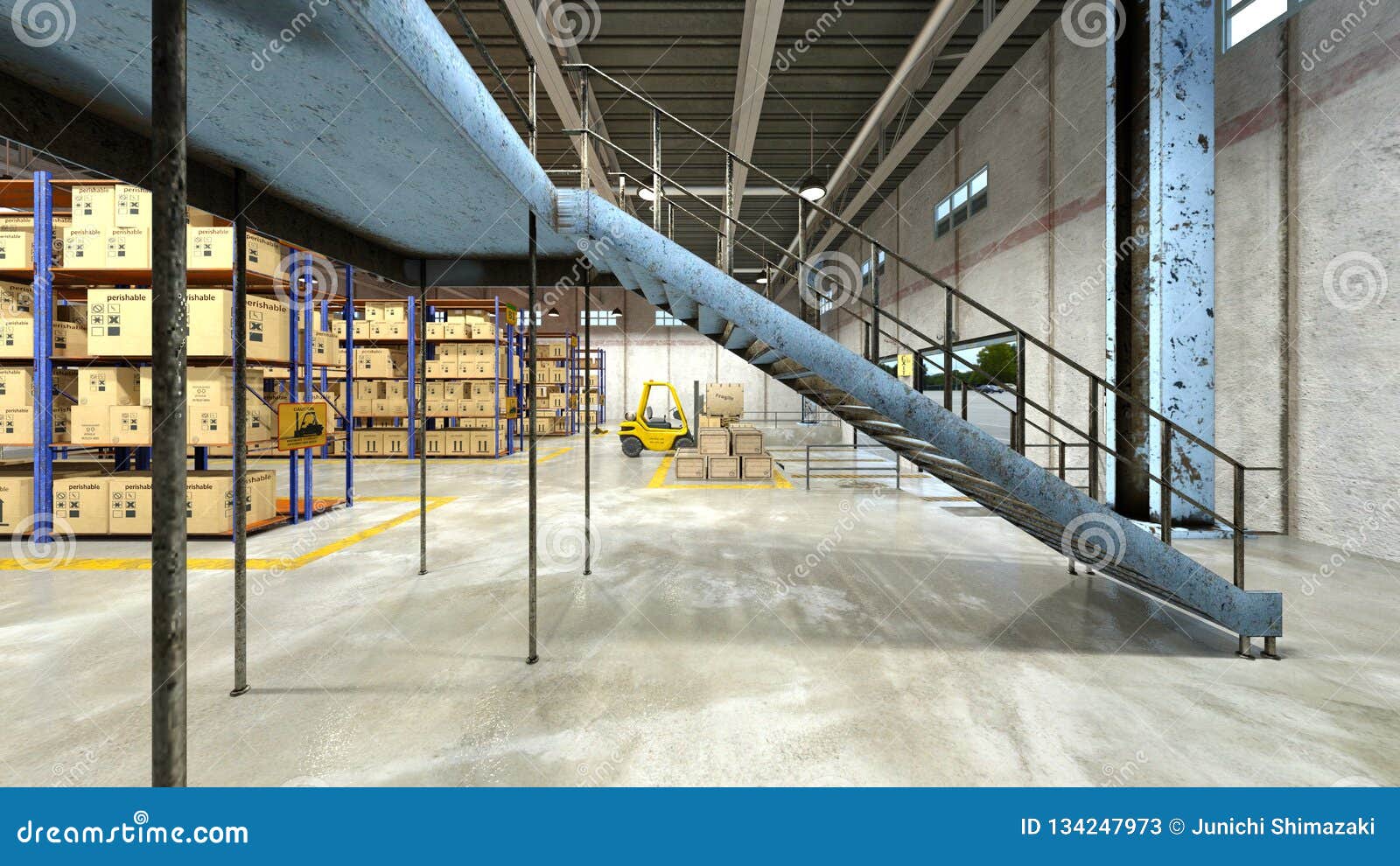 3D CG Rendering of Warehouse Stock Image - Image of organization ...